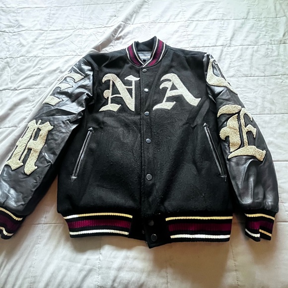 Menace Los Angeles | Jackets & Coats | Black And Gray Varsity Bomber ...